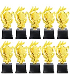 Golden Colour Trophy Awards with Black Base, Waterproof Coating, Set of ...