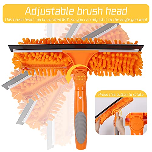 Mytium Window Cleaning Squeegee Kit,2 in 1 Window Squeegee with 5ft Extension Pole Long Handle ...