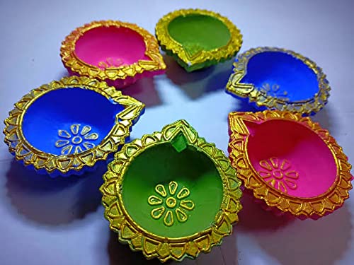 Buy HEENA HOME DECOR Colored Clay Lamp/ Agal Vilakku/Diya/Karthikagai ...