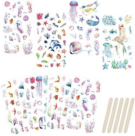 WANDIC 16 Sheets Rub On Transfer Stickers, Fish Pattern Sticker Ocean ...
