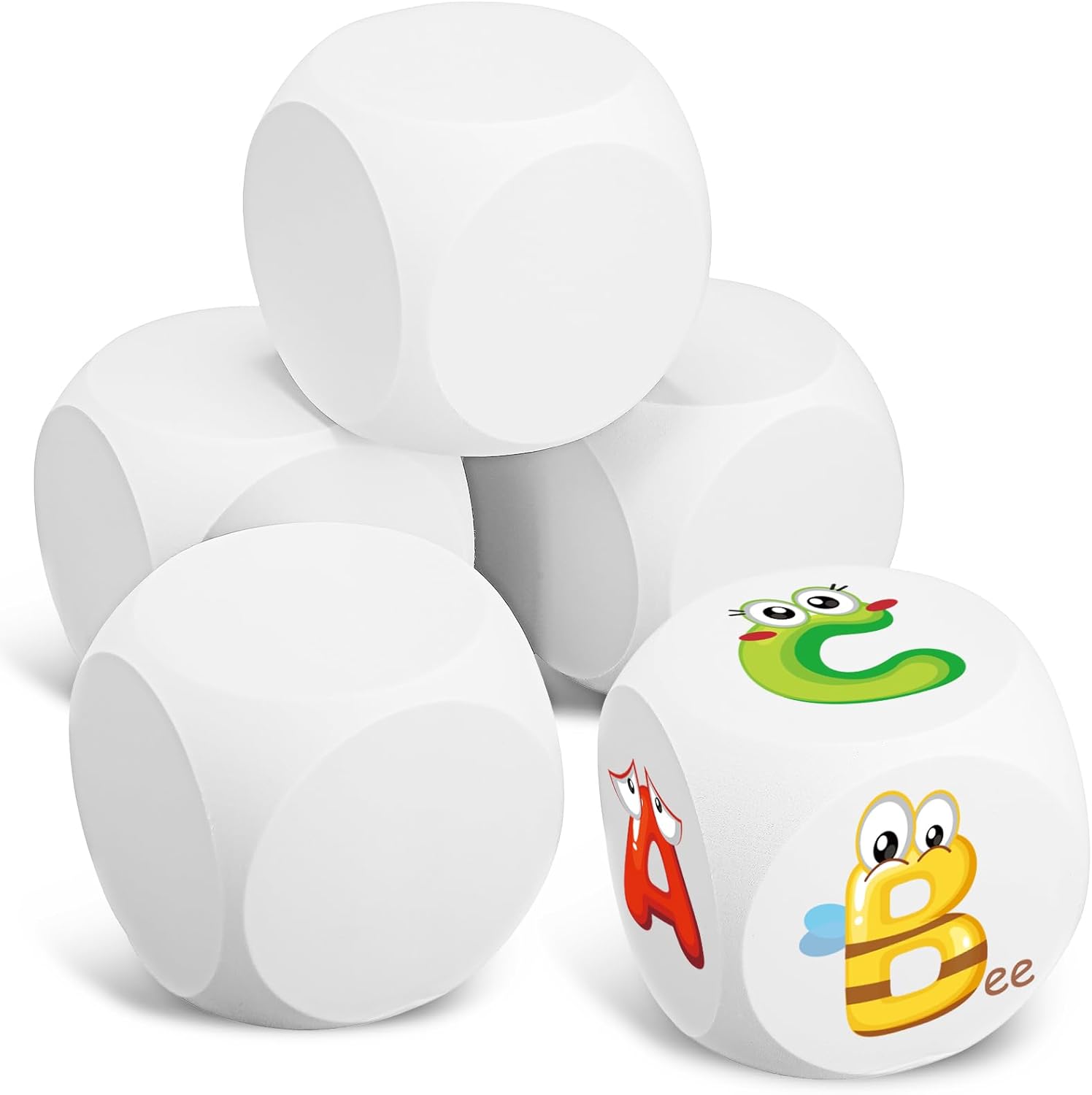 Amazon.com: Leyndo 4 Pcs 3.94" White Eva Foam Dice for Kids Graffiti ...