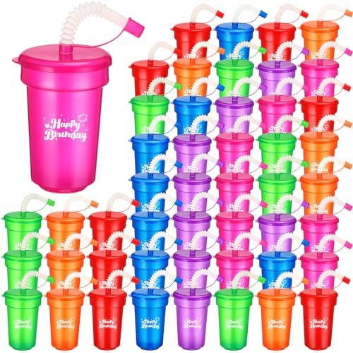 Amazon.com: Mumufy 48 pcs 12 oz Neon Sipper Cups Bulk 6 Colors Drinking ...