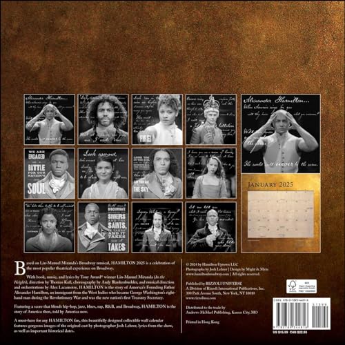 Snapklik.com : Hamilton 2025 Wall Calendar: An American Musical