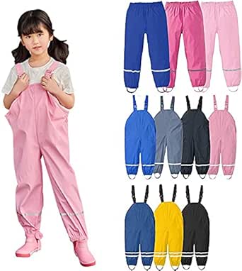 Amazon.com: Waterproof Rain Bib Pants, Overalls for Toddlers and Kids ...