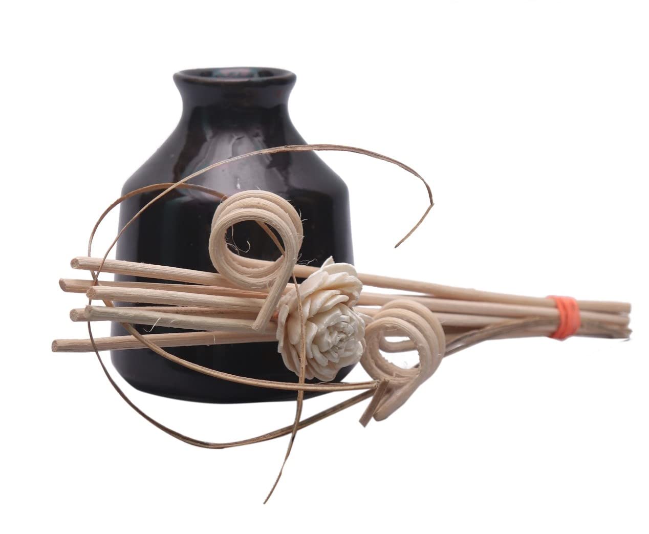 Buy NearNest Flower Ceramic Pot & Spiral Reed Diffuser Set, Natural ...