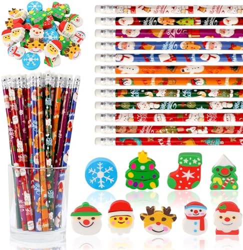 Amazon.com : 360 Pcs Christmas Pencils for Kids with Eraser Xmas Wood ...