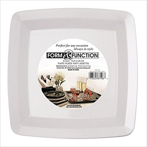 Amazon.com: Form Function White 10.25" Plastic Square Banquet Plates ...