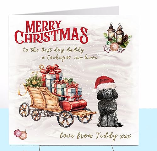Cockapoo Christmas Card, Black Coloured Dog, Cockapoo Xmas, Cockerpoo ...