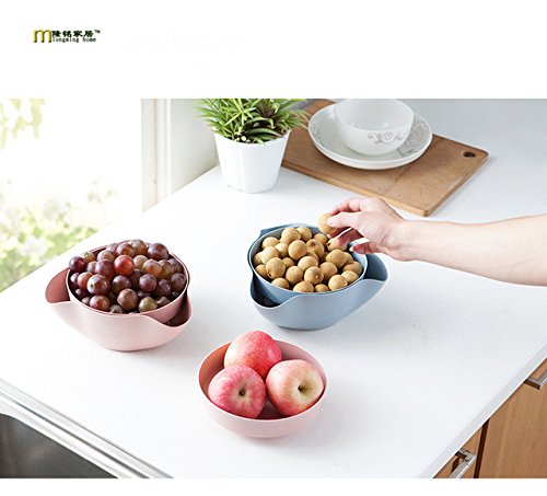 1PC New 2 in 1 Wheat Straw Double Fruit Plate Storage Disc Detachable ...