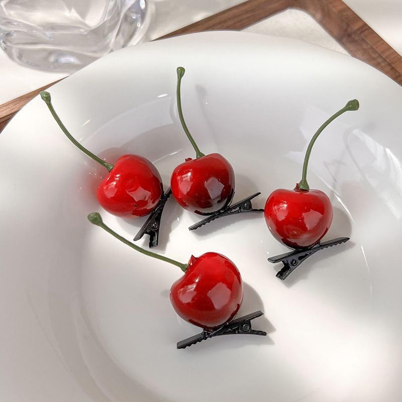 Amazon.com : TUCEWP 4Pcs Cherry Hair Clip for Women Girls Kids Cute Red ...