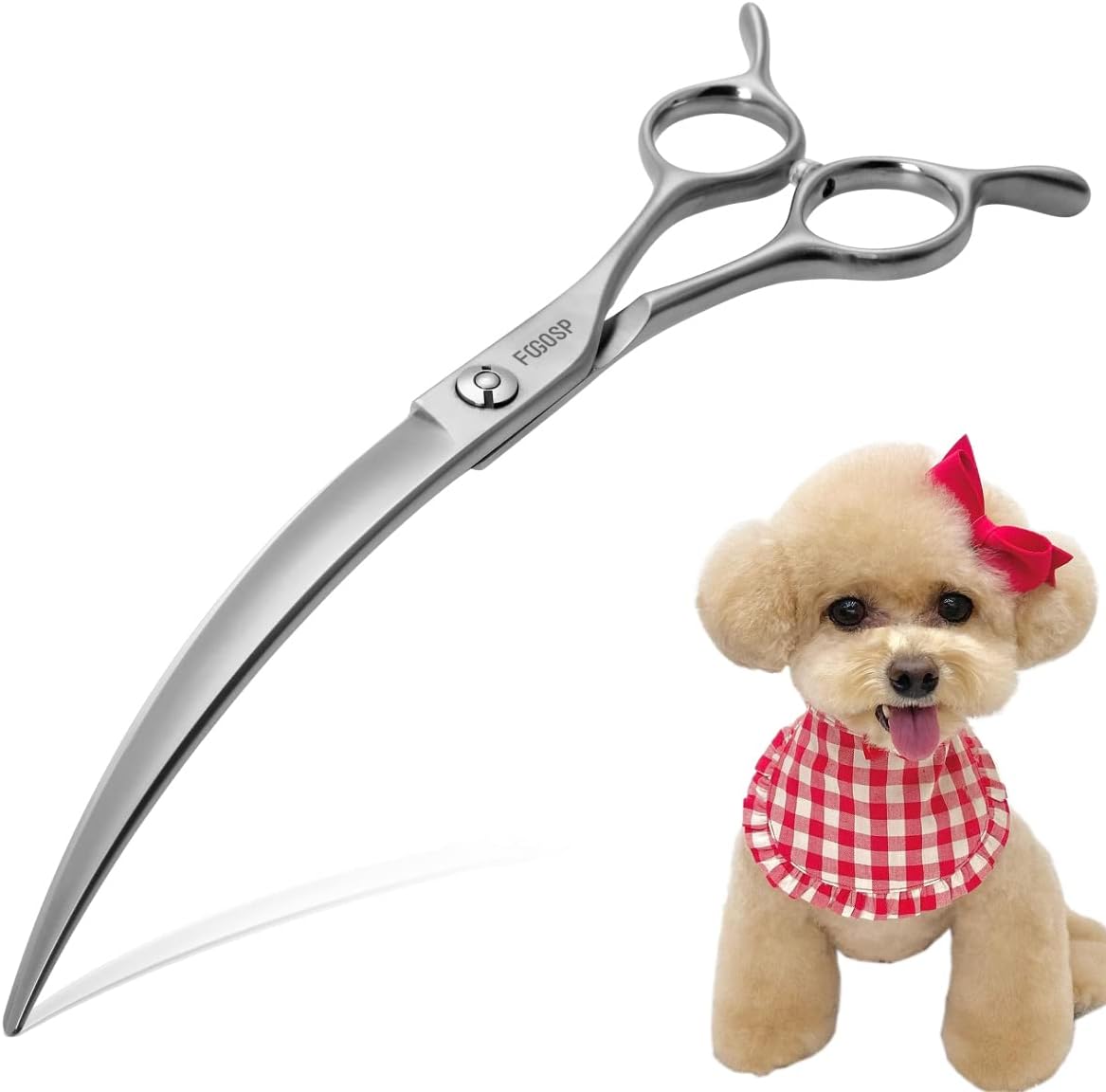 FOGOSP Professional 45°Curved Grooming Scissors for Dogs 7.5 in Big Arc ...