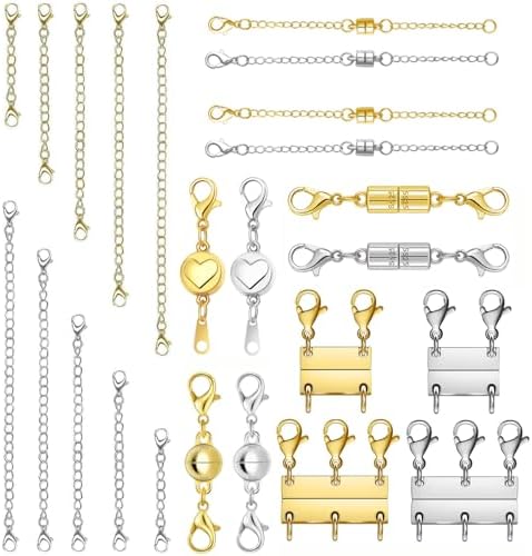 Amazon.com: Magnetic Necklace Clasps and Closures with Extender Chain ...