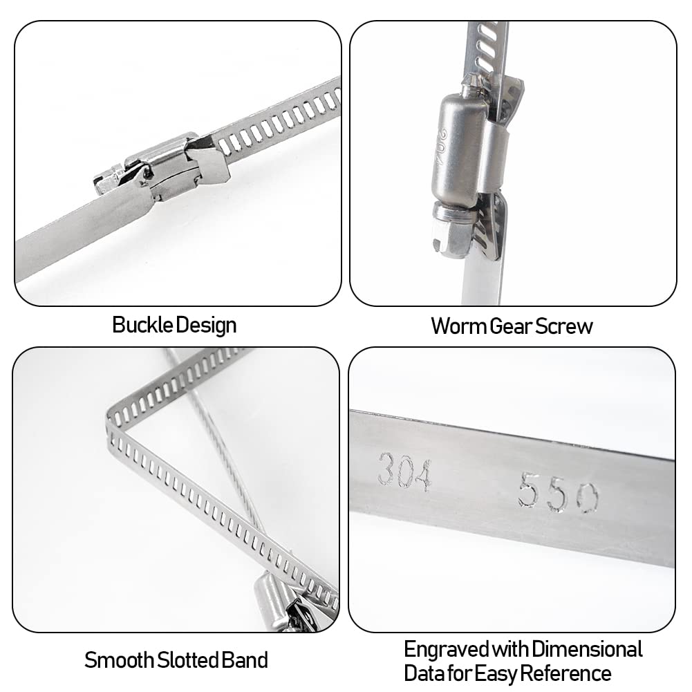Snapklik.com : Rectangular Hose Clamp, 2" X 2" Square 304 Stainless ...