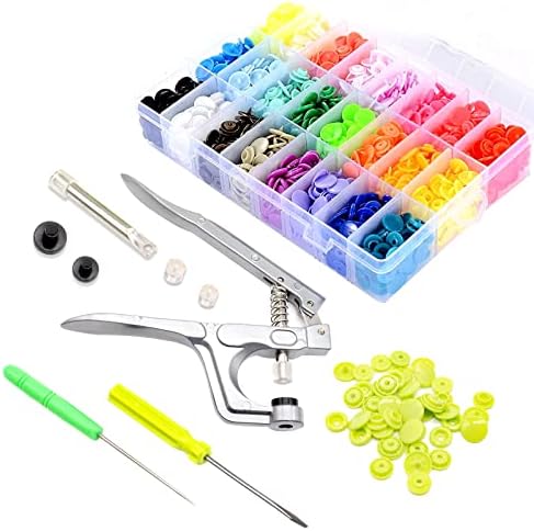 360sets 24 Colors T5 Plastic Snap Buttons Kit with Snap Pliers Tool for ...