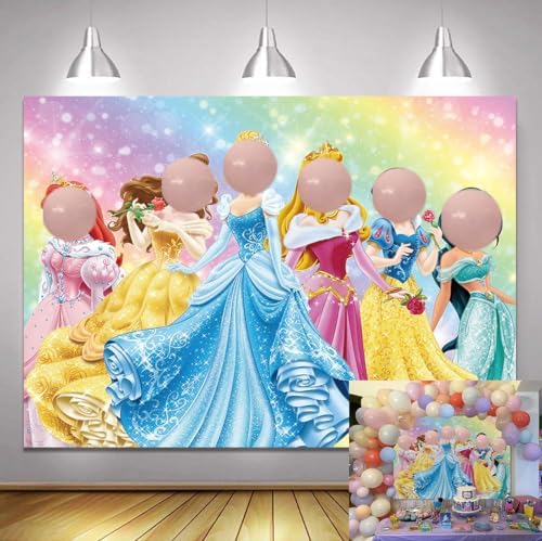 Amazon.com : Pink Princess Theme Backdrop Cartoon Colorful Shining ...