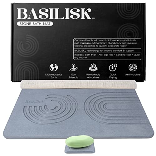 BASILISK - Stone Bath Mat - Premium Quality, Natural Diatomaceous Stone ...
