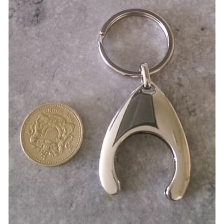 £1 Coin Key Ring Trolley Token Metal Holder Keyring : Amazon.co.uk: Fashion