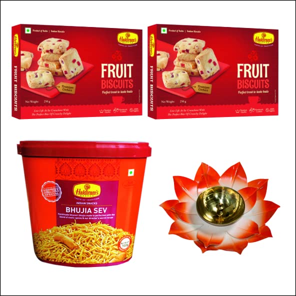 Haldiram's Nagpur Fruit Biscuits, Pack of 2 (250 g x 2), Bhujia Sev ...