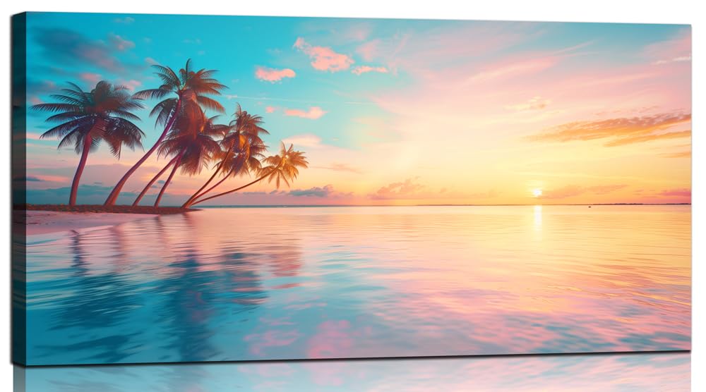 Amazon.com: Sense&Sensitivity Arts- Sunset Wall Art Beach Landscape Art ...