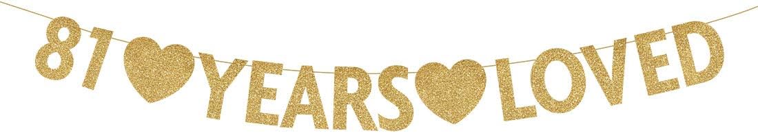 Amazon.com: Gold 81 Year Loved Banner, Gold Glitter Happy 81st Birthday ...