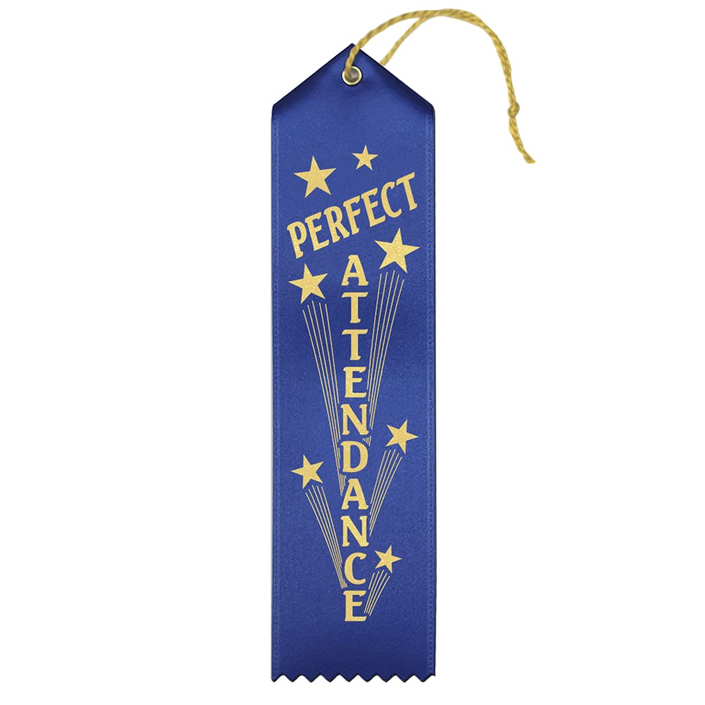 Amazon.com: RibbonsNow Perfect Attendance Ribbons - 25 Blue Ribbons ...