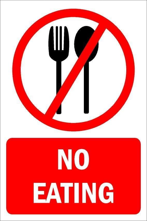 No eating, prohibition sign - Self adhesive sticker (200mm x 150mm ...
