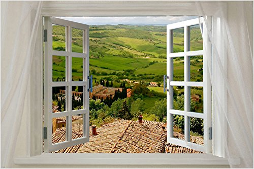 Tuscan Window Details Scenic Poster WINDOW ONTO TUSCANY 24X36 Italian