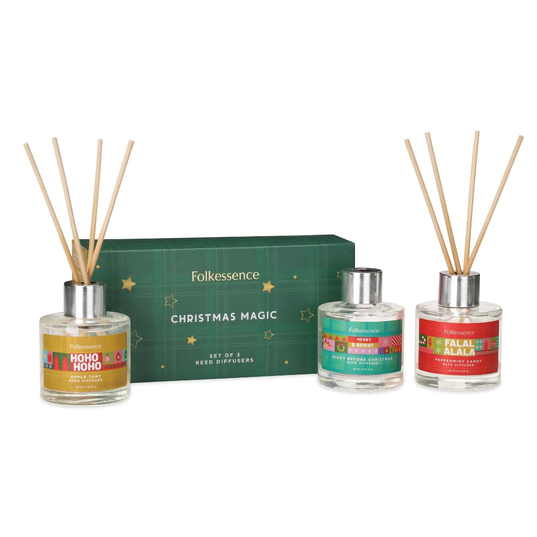 Amazon.com: Folkulture Chrismas Reed Diffuser Set of 3 with Sticks for ...
