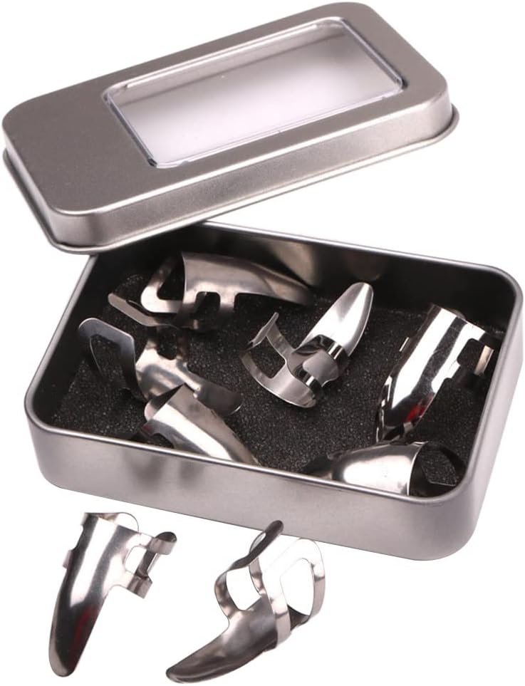 Amazon.com: QIEIEI 8Pcs Guitar Finger Picks, Adjustable Stainless Steel ...