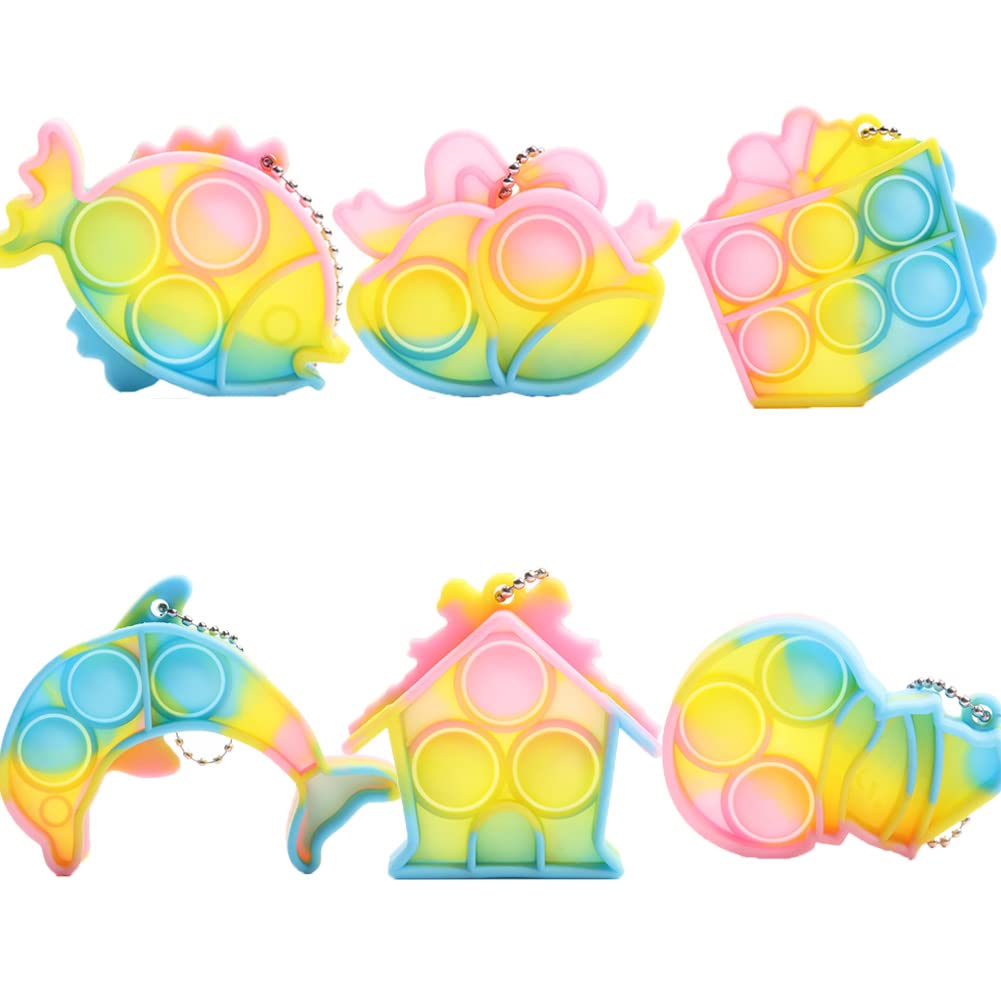 Buy 6PCS Mini Push Pop Bubble Fidget Toy, Fidget Popper Poping Keychain ...
