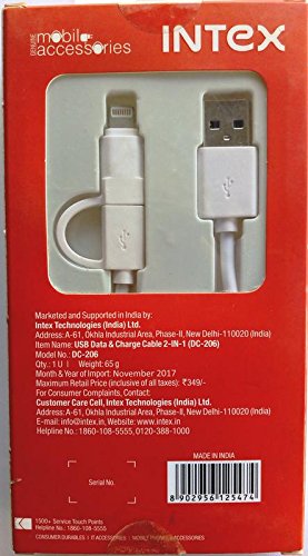 INTEX 2 in 1 Data Cable for iPhone and All Android Device : Amazon.in ...