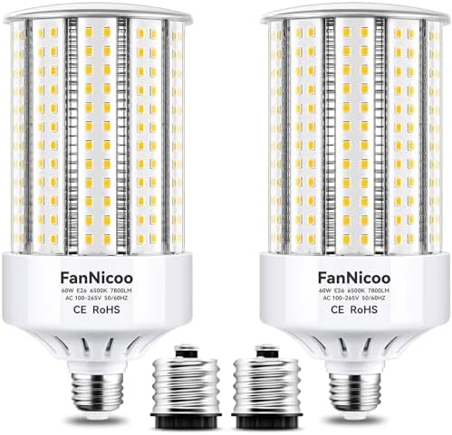 2-Pack 60W LED Corn Light Bulb,E26/E39 LED Bulbs,Super Bright,5000k,LED ...