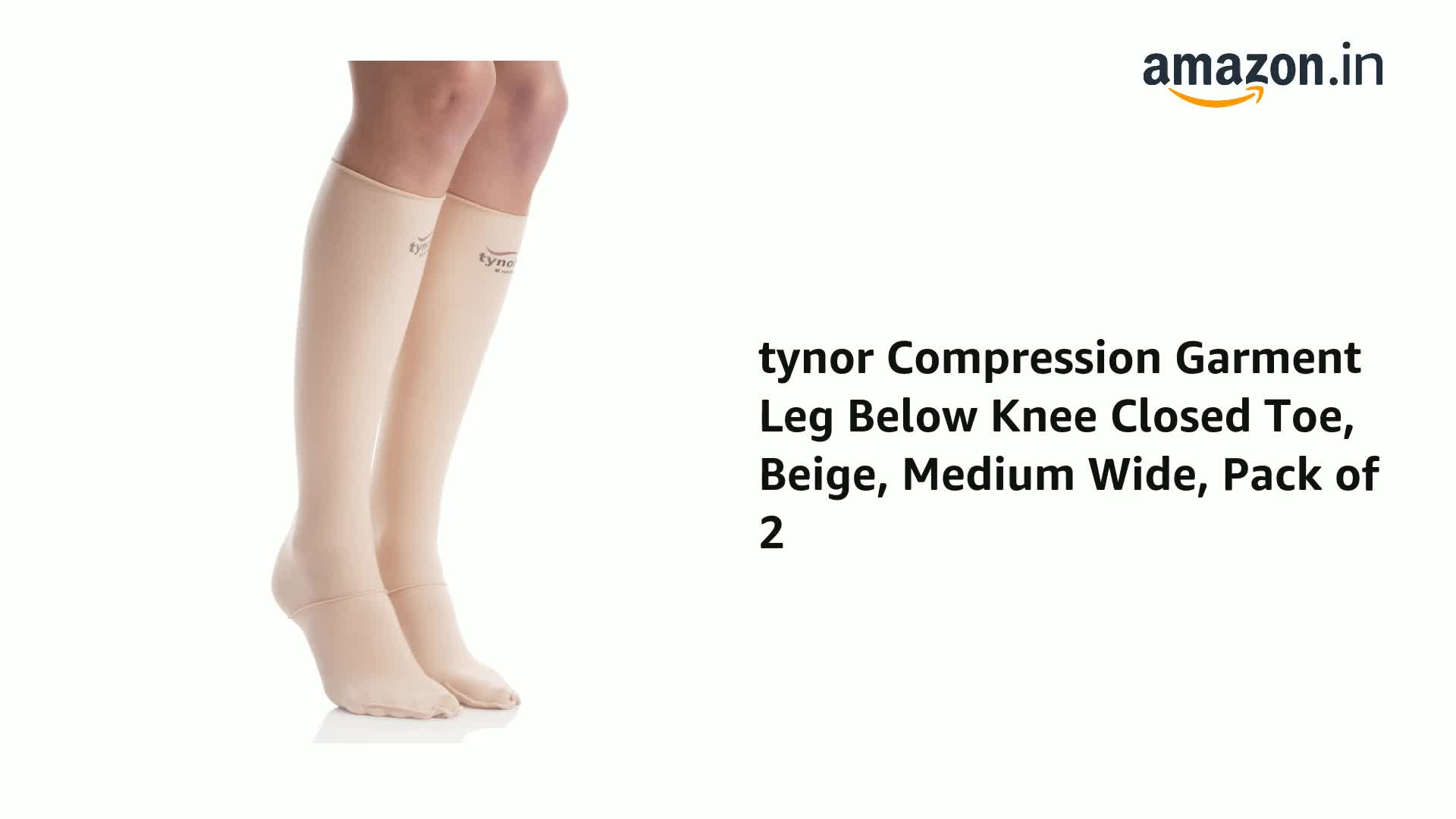 Watch tynor Compression Garment Leg Below Knee Closed Toe, Beige ...