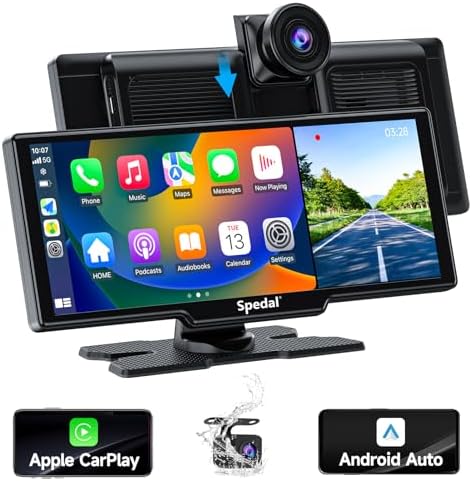 Amazon.com: Seventour Portable 9" Car Apple CarPlay with 4K Front and ...