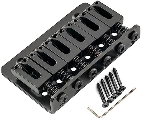 Musiclily 65mm Metal Fixed Hardtail Saddle Top Load Guitar Bridge for 6 ...