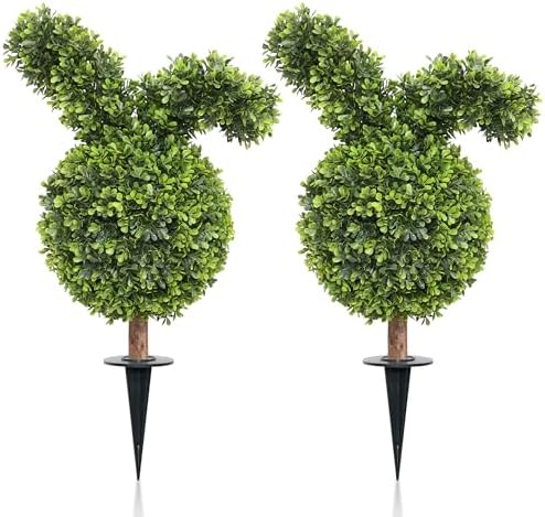 Amazon.com - 28inch Bunny Shaped Topiary Trees with Ground Spike ...