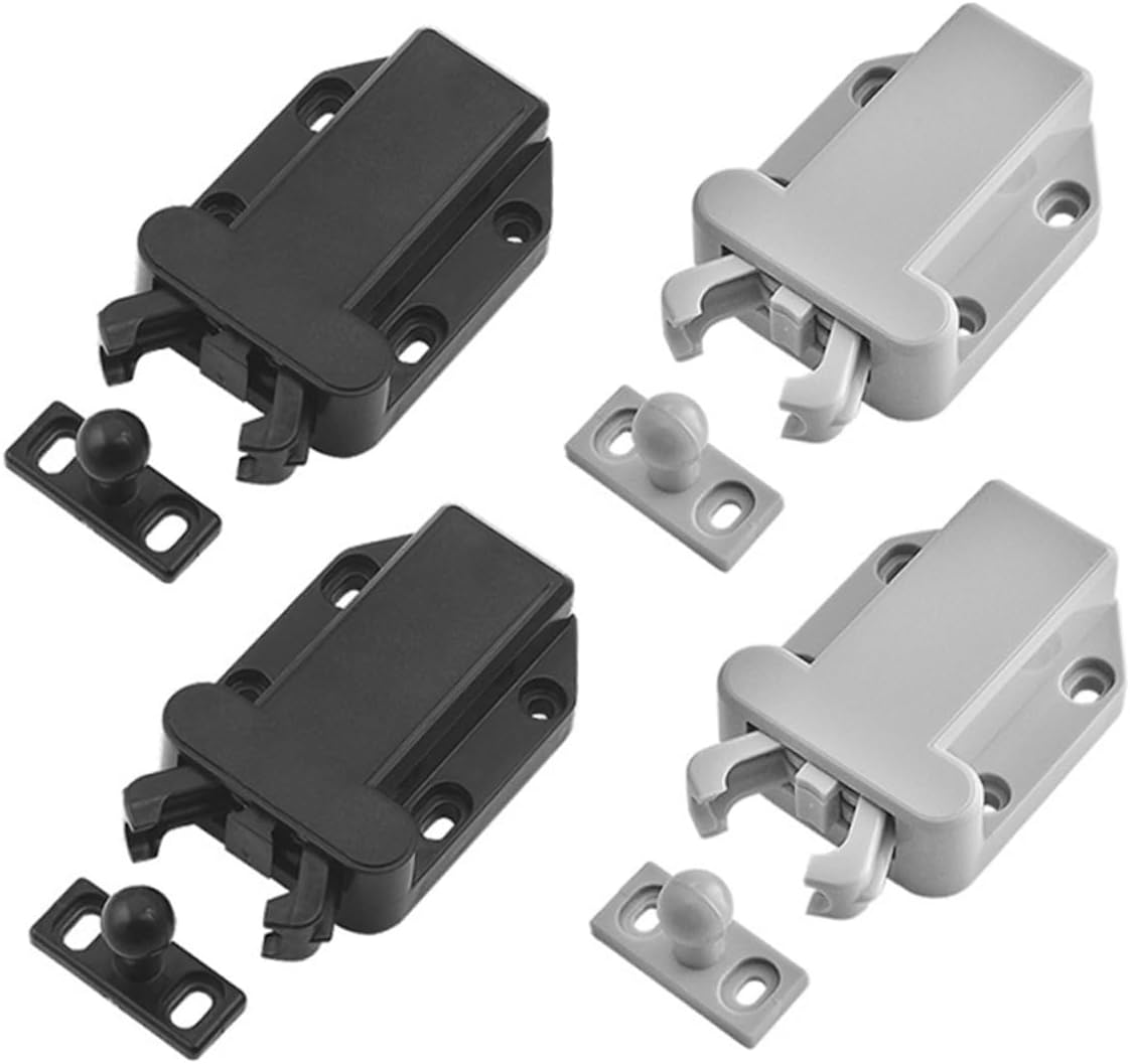 4pcs Cabinet Door Self-Locking Device Open Catch Lock Plastic Push ...