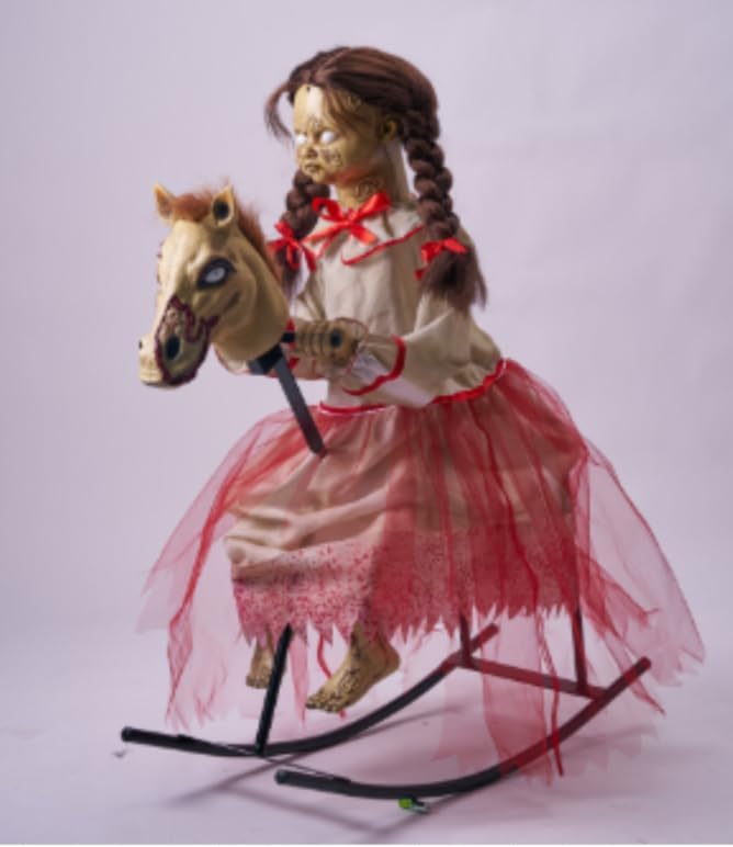 Amazon.com: JOYIN 3 Ft Halloween Animatronics Rocking Horse Doll ...