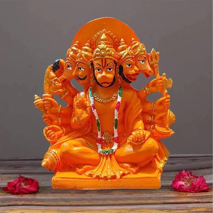 Buy Swastik Decor Lord Panchmukhi Hanuman Statue Marble Resin for Pooja ...