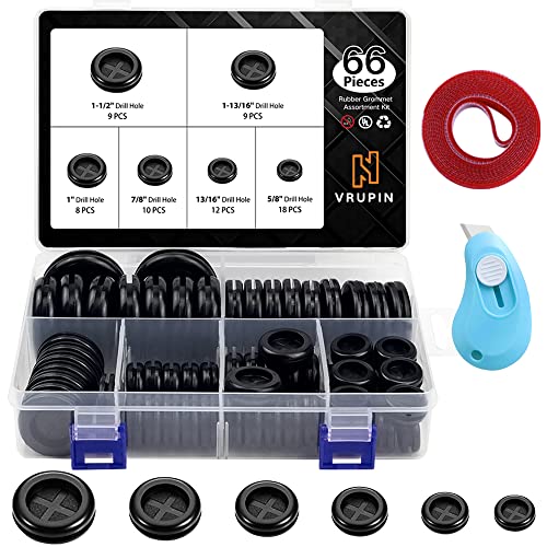 Snapklik.com : Vrupin 66Pcs Rubber Grommet Assorted Kit, Drill Hole ...
