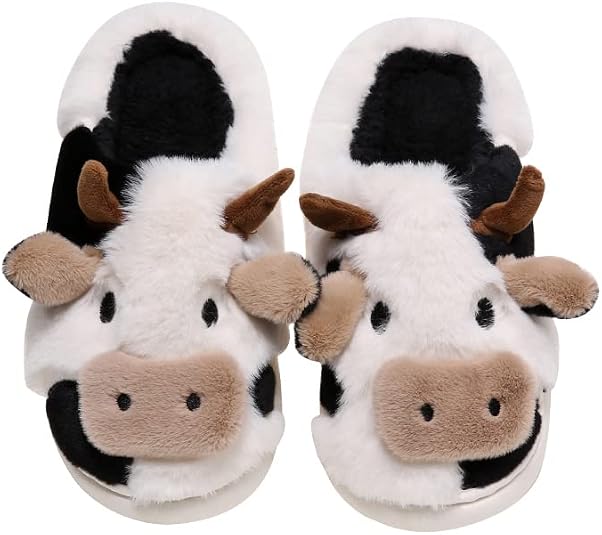 Amazon.com | PLMOKN Cow Slippers For Women Indoor And Outdoor Mens ...