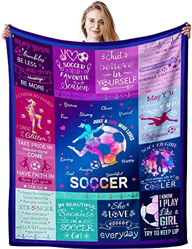 Amazon.com: Raweeroner Soccer Blanket Gifts for Girls,Soccer Coach ...