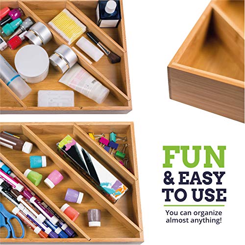 Diagonal Space Saving Bamboo Drawer and Cabinet Organizer Divider fits ...