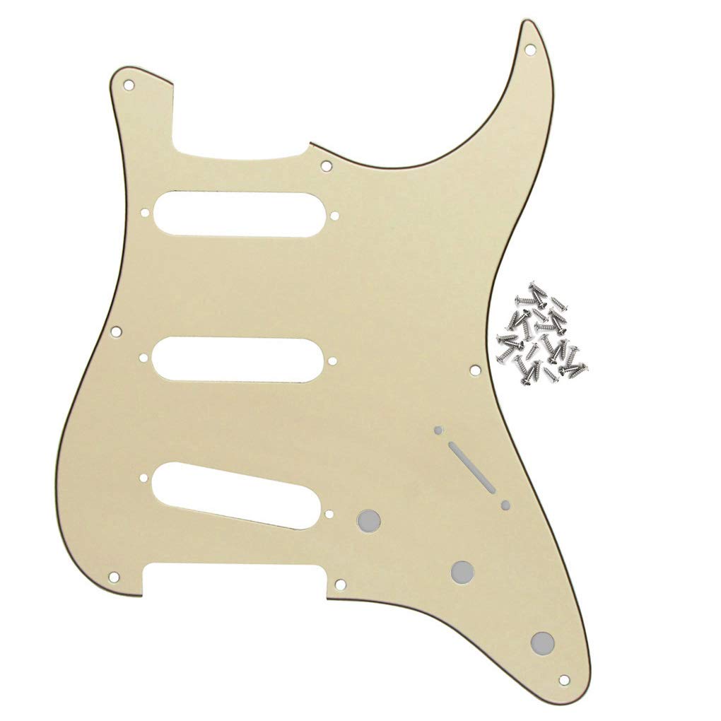 Amazon.com: IKN 8 Hole ST Pickguard 3Ply Cream Electric Guitar ...