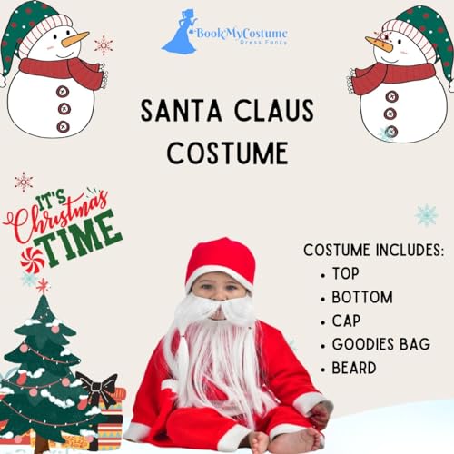 BookMyCostume Santa Claus with Premium Beard Complete Set Christmas ...