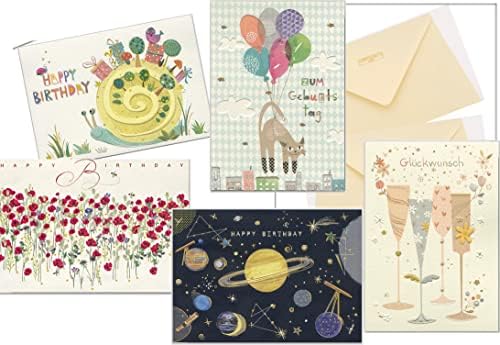Set aus 5 verschiedenen Glückwunschkarten zum Geburtstag - hochwertige ...