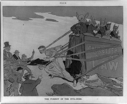 Pursuit of the evil-doer,Cartoon,Blinded Justice,Letter of the Law,re ...