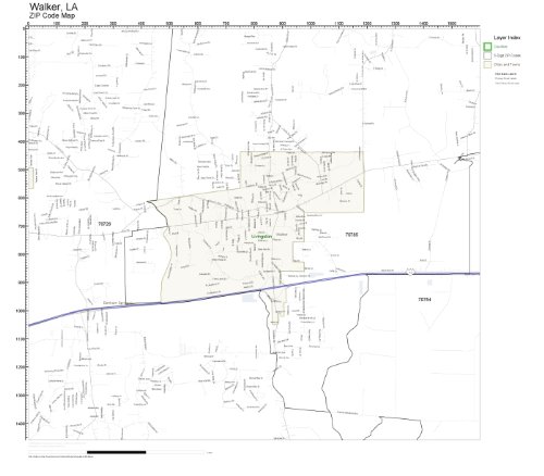 ZIP Code Wall Map of Walker, LA ZIP Code Map Laminated: Amazon.com ...
