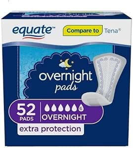 Amazon.com: Equate Women's Incontinence Pads, Overnight (52 Count ...