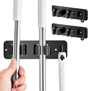 Amazon.com: NisuAM 2 Pack Stainless Steel Broom Hanger Wall Mount with ...